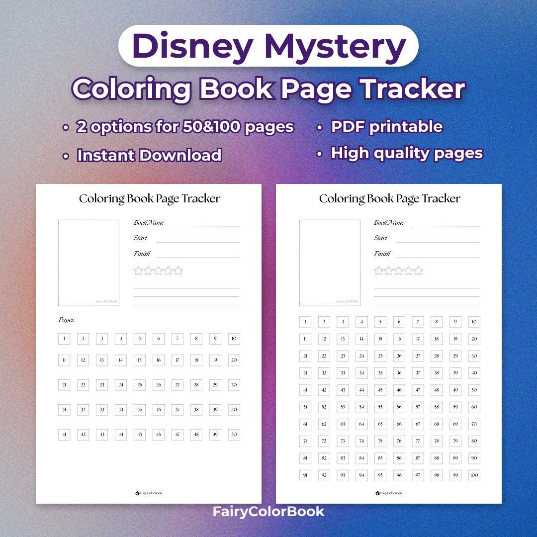 Coloring Book Trackers, Page and Marker Tracker, Printable Pdf ...