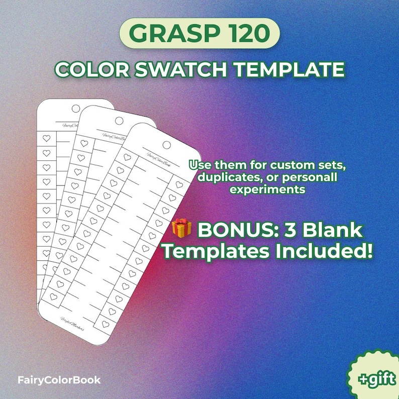 Grasp 120 Acrylic Marker Color Chart: Swatch Template (PDF Instant ...