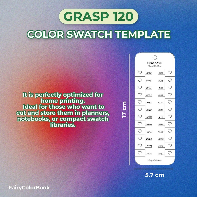 Grasp 120 Acrylic Marker Color Chart: Swatch Template (PDF Instant ...