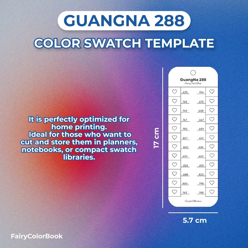 Guangna 288 Acrylic Marker Color Chart | Printable Swatch Template (PDF ...