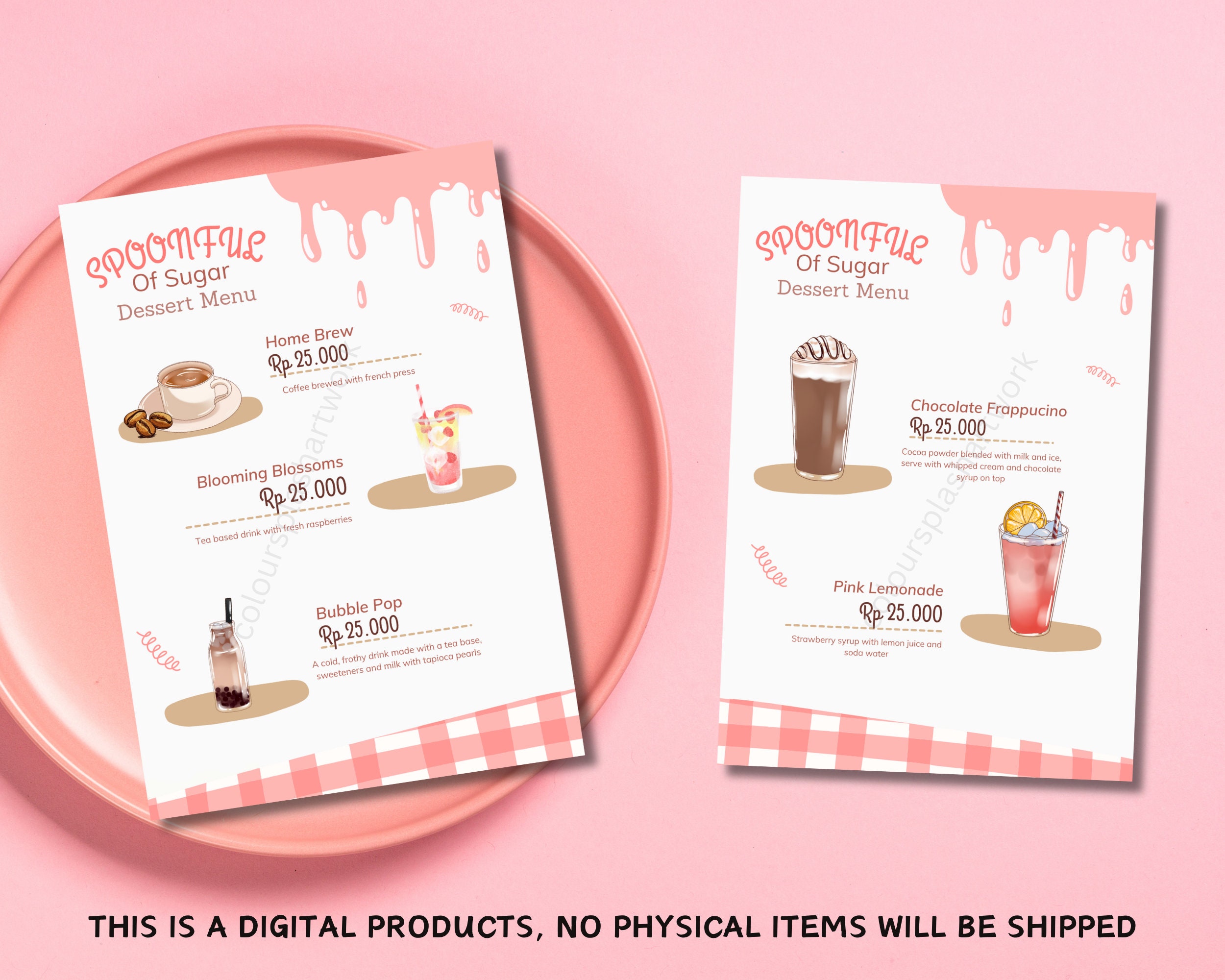 Cute Cafe Menu Editable Canva Template Printable Pink Pastel Color Menu ...