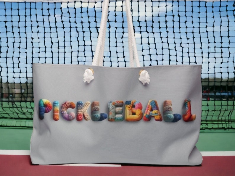 Grey Crochet Inspired Pickleball Pattern Weekender Bag - Etsy