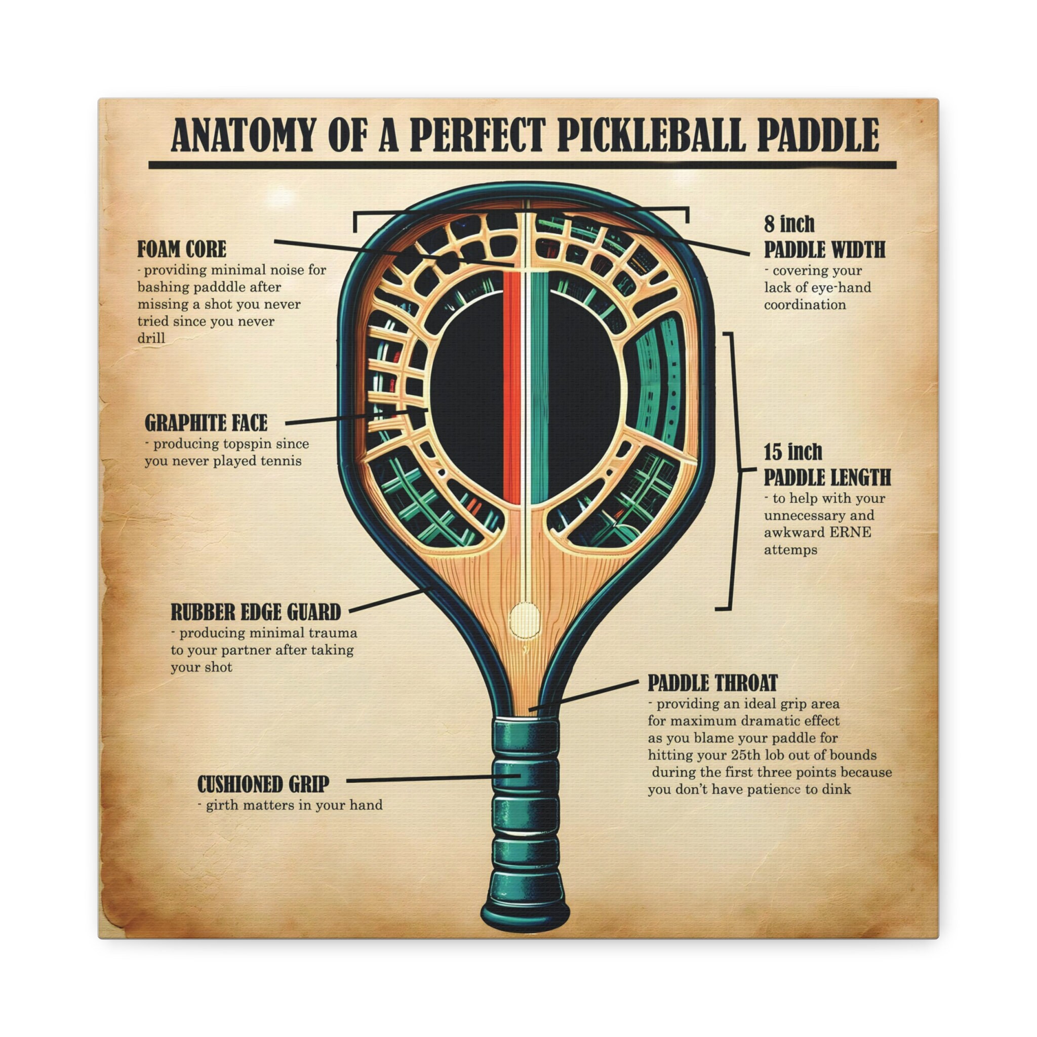 Anatomy of a Perfect Pickleball Paddle Matte Canvas, Stretched, 1.25 ...