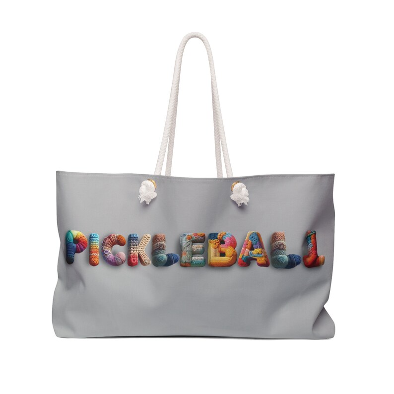 Grey Crochet Inspired Pickleball Pattern Weekender Bag - Etsy