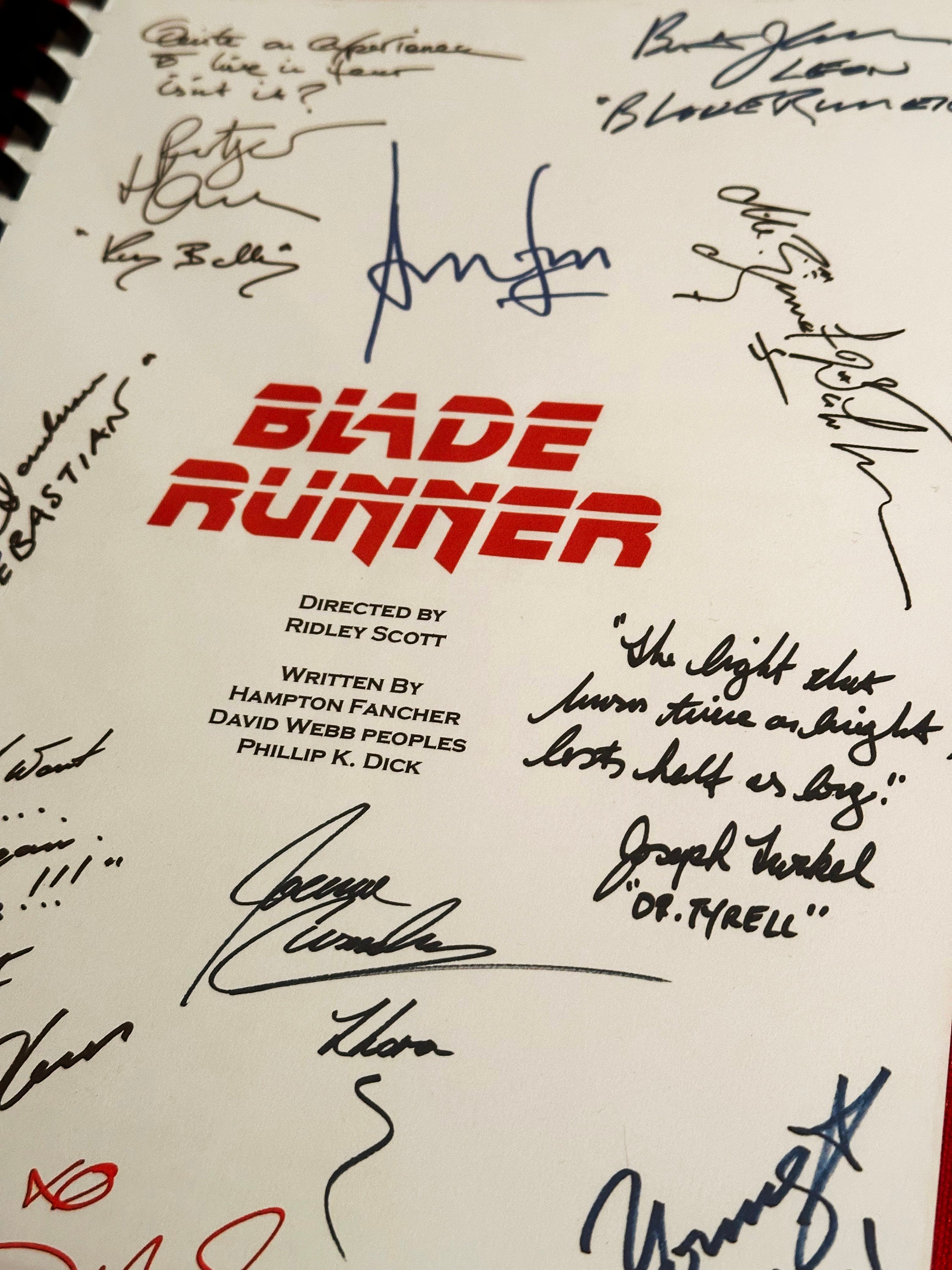 BLADE RUNNER Signed Movie Script, Birthday Gift, Movie Gift, Film ...