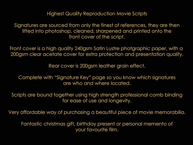 Back, Future Signed Movie Script, Present, Birthday Gift, Movie Gift ...