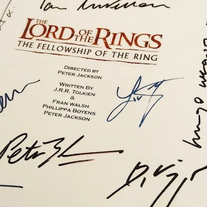 Lord, Rings, Fellowship, Movie Script, Birthday Gift, Movie Gift, Film ...