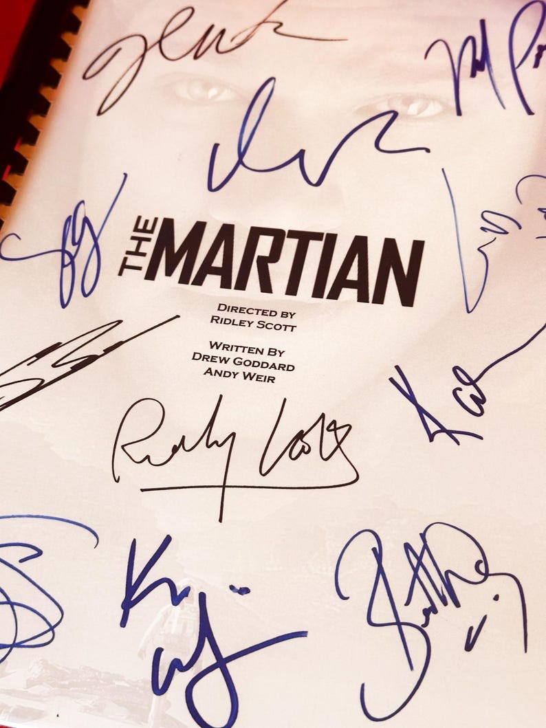 THE MARTIAN Signed Movie Script, Present, Birthday Gift, Movie Gift ...