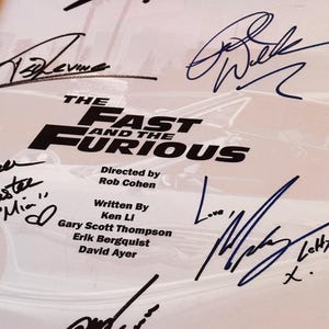 The Fast and the Furious Movie Script, Birthday Gift, Movie Gift, Film ...