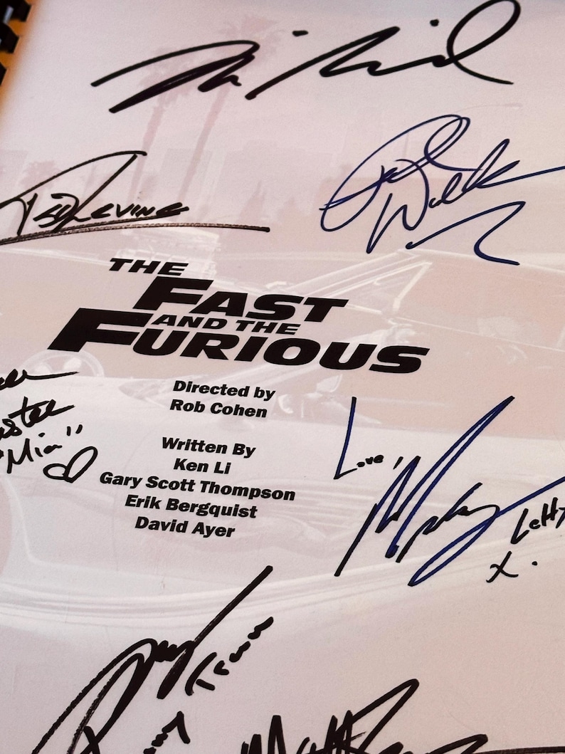The Fast and the Furious Movie Script, Birthday Gift, Movie Gift, Film ...