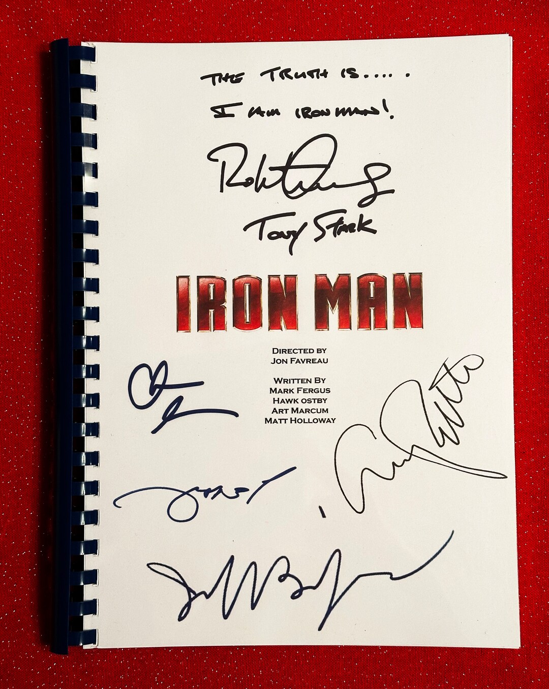 IRON MAN Signed Movie Script, Birthday Gift, Movie Gift, Film Script ...