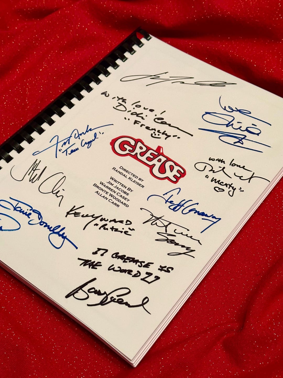 GREASE Signed Movie Script, Valentines Present, Birthday Gift, Movie ...