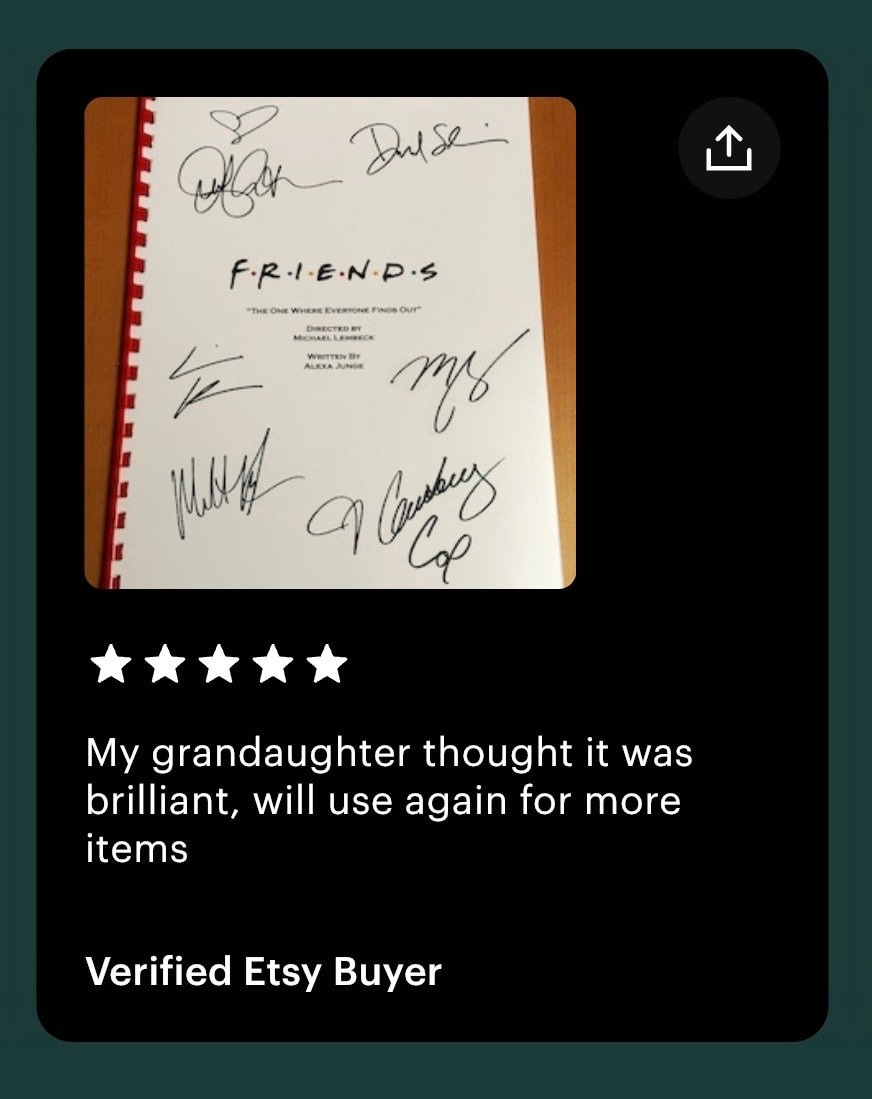FRIENDS the One Where They All Turn Thirty Signed Script, Present ...