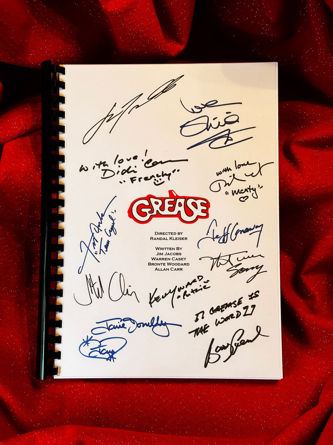 GREASE Signed Movie Script, Valentines Present, Birthday Gift, Movie ...