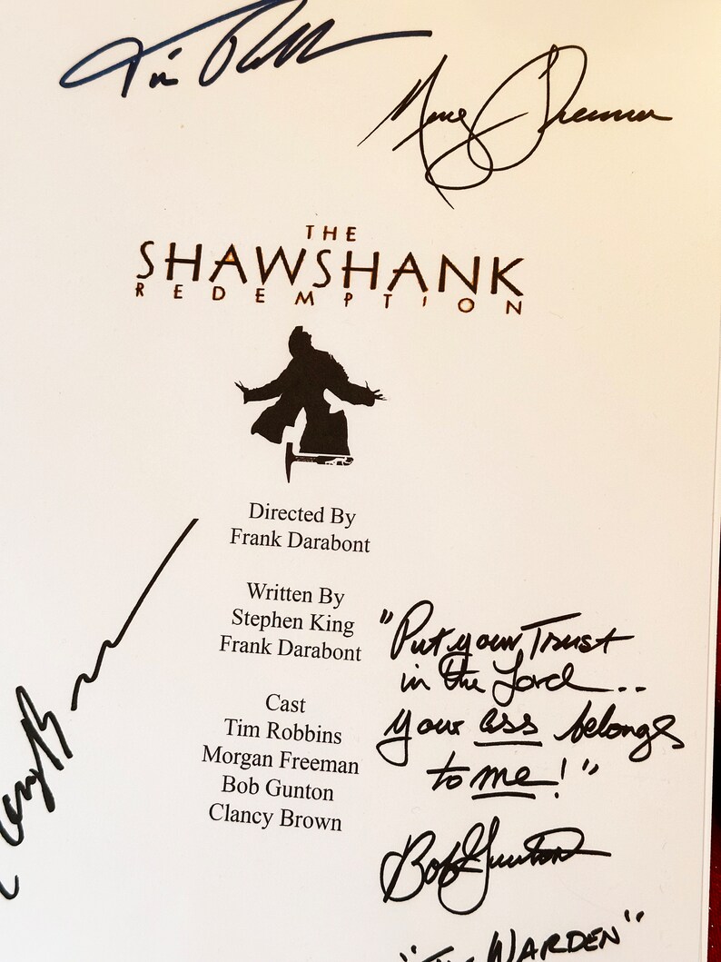 SHAWSHANK REDEMPTION Signed Movie Script, Movie Present, Birthday Gift ...
