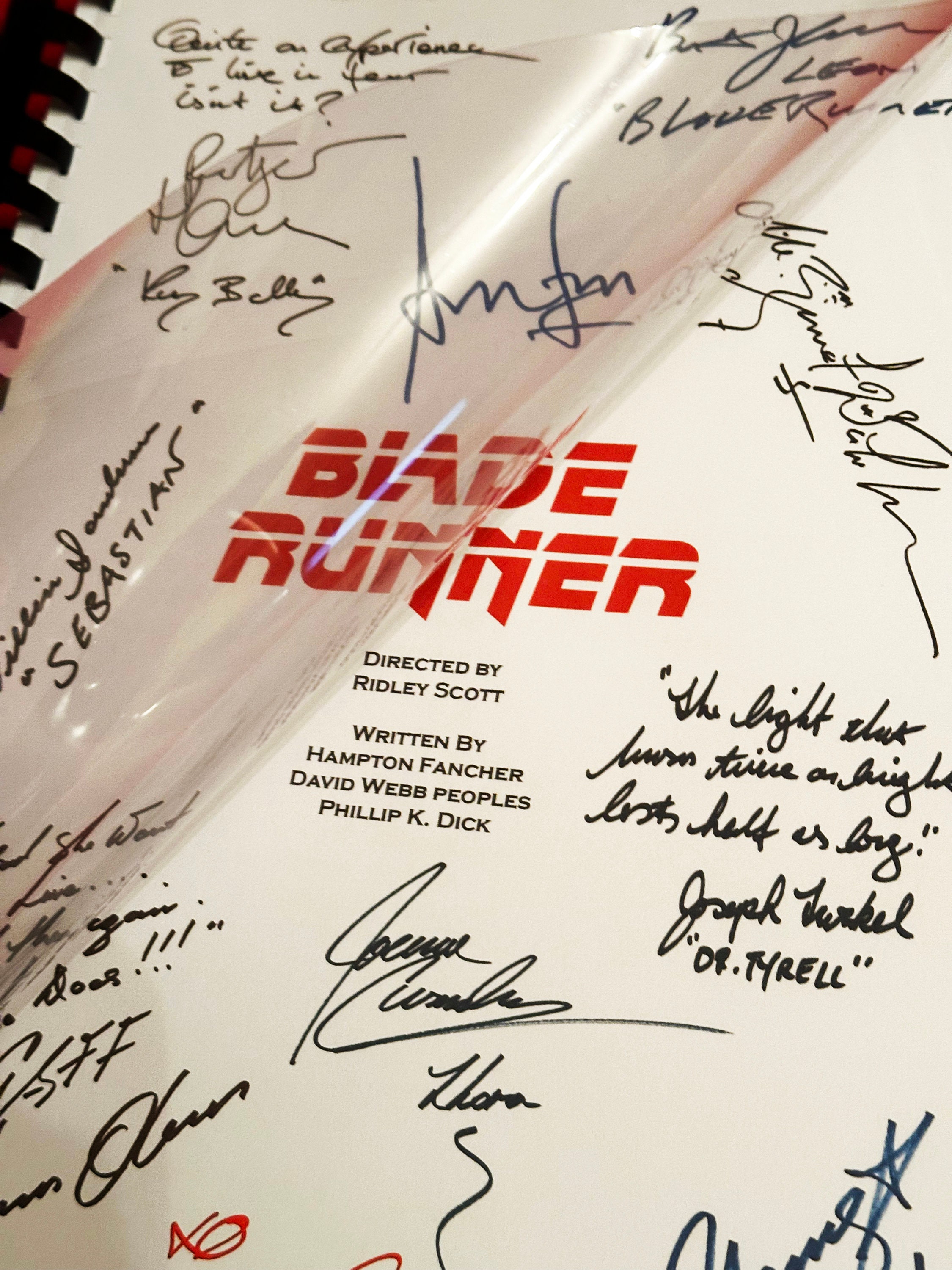BLADE RUNNER Signed Movie Script, Birthday Gift, Movie Gift, Film ...