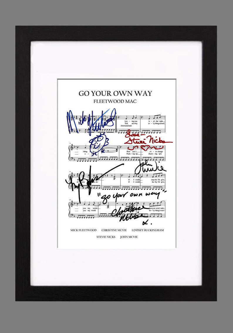 FLEETWOOD MAC Signed & Framed Sheet Music, Autographs, Go Your Own Way ...