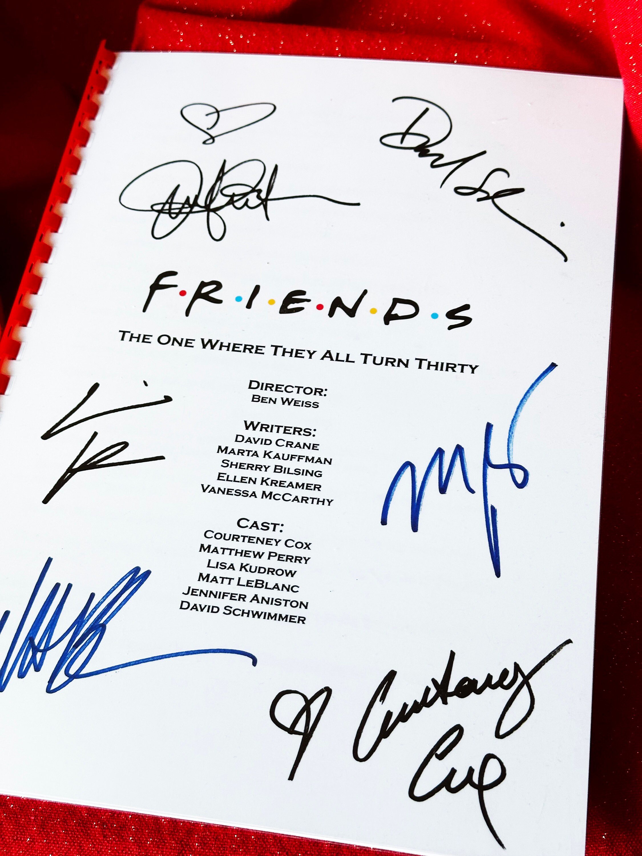 FRIENDS the One Where They All Turn Thirty Signed Script, Present ...