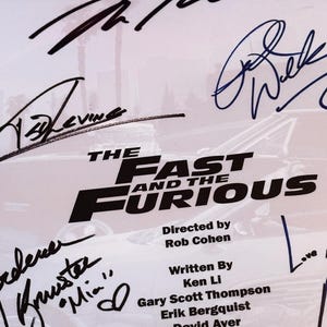 The Fast and the Furious Movie Script, Birthday Gift, Movie Gift, Film ...