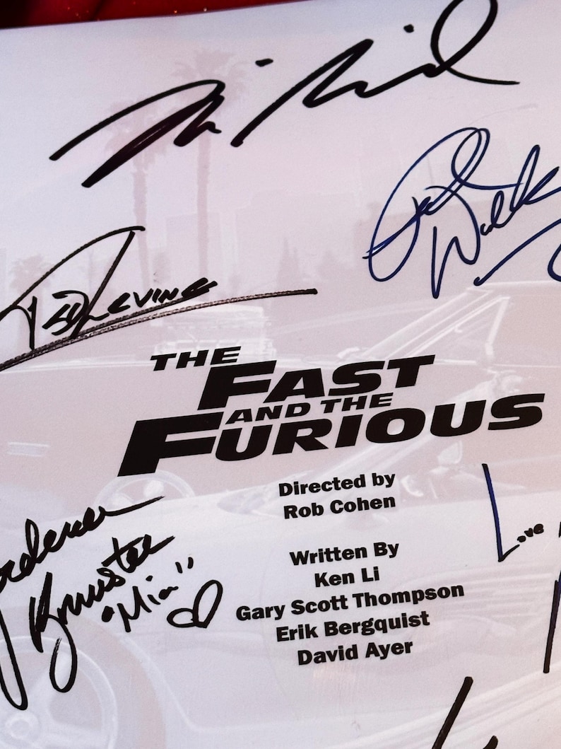 The Fast and the Furious Movie Script, Birthday Gift, Movie Gift, Film ...