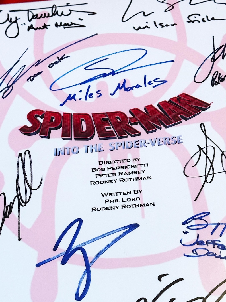 INTO THE, SPIDERVERSE Signed Movie Script, Birthday Gift, Movie Gift ...