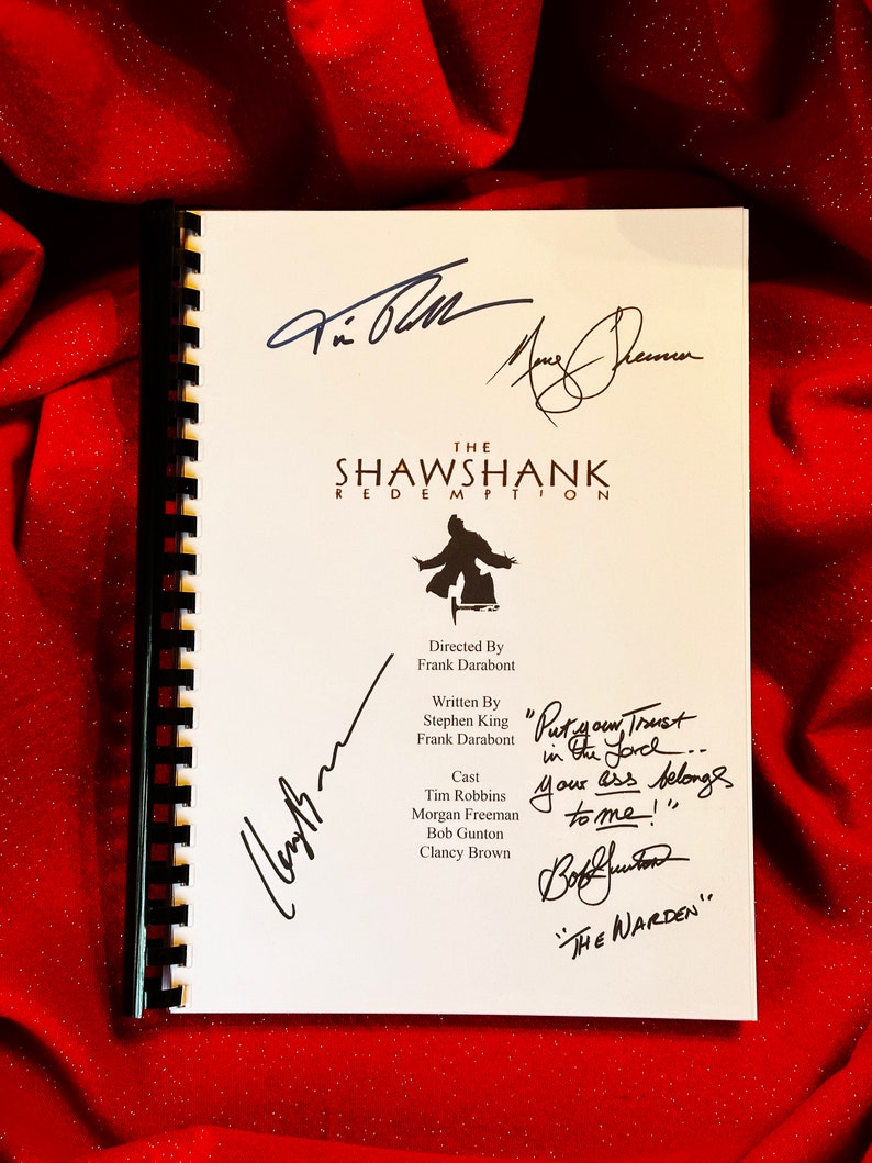 SHAWSHANK REDEMPTION Signed Movie Script, Movie Present, Birthday Gift ...