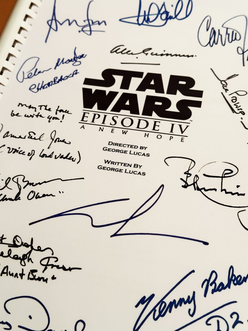 A New Hope, Movie Script, Screenplay, Printed Reproduction Signatures ...