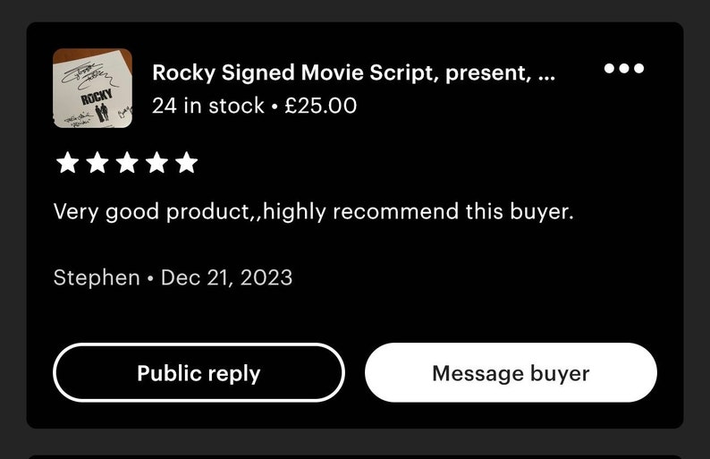 ROCKY Movie Script, Present, Birthday Gift, Movie Gift Film Script ...