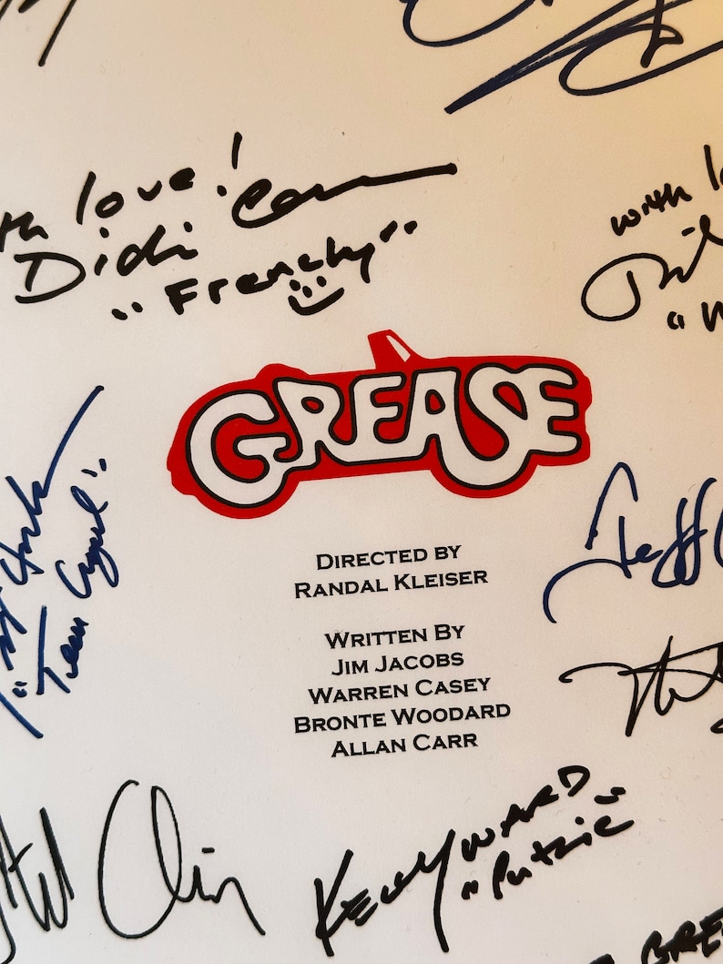 GREASE Signed Movie Script, Valentines Present, Birthday Gift, Movie ...