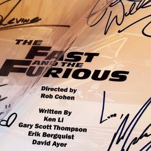 The Fast and the Furious Movie Script, Birthday Gift, Movie Gift, Film ...