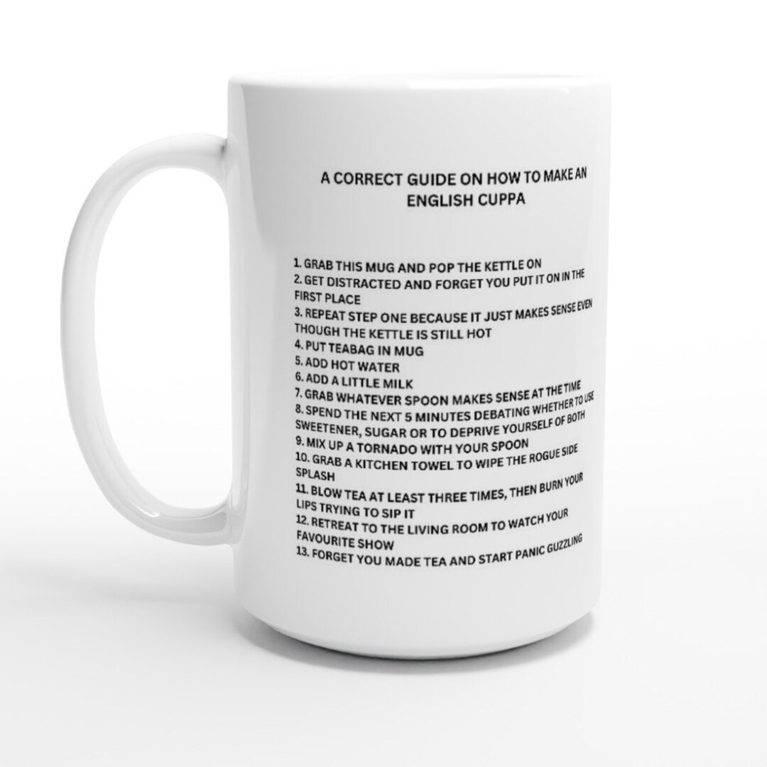 A English Cuppa Guide 15oz White Ceramic Mug, Gifts for Her, Gifts for ...