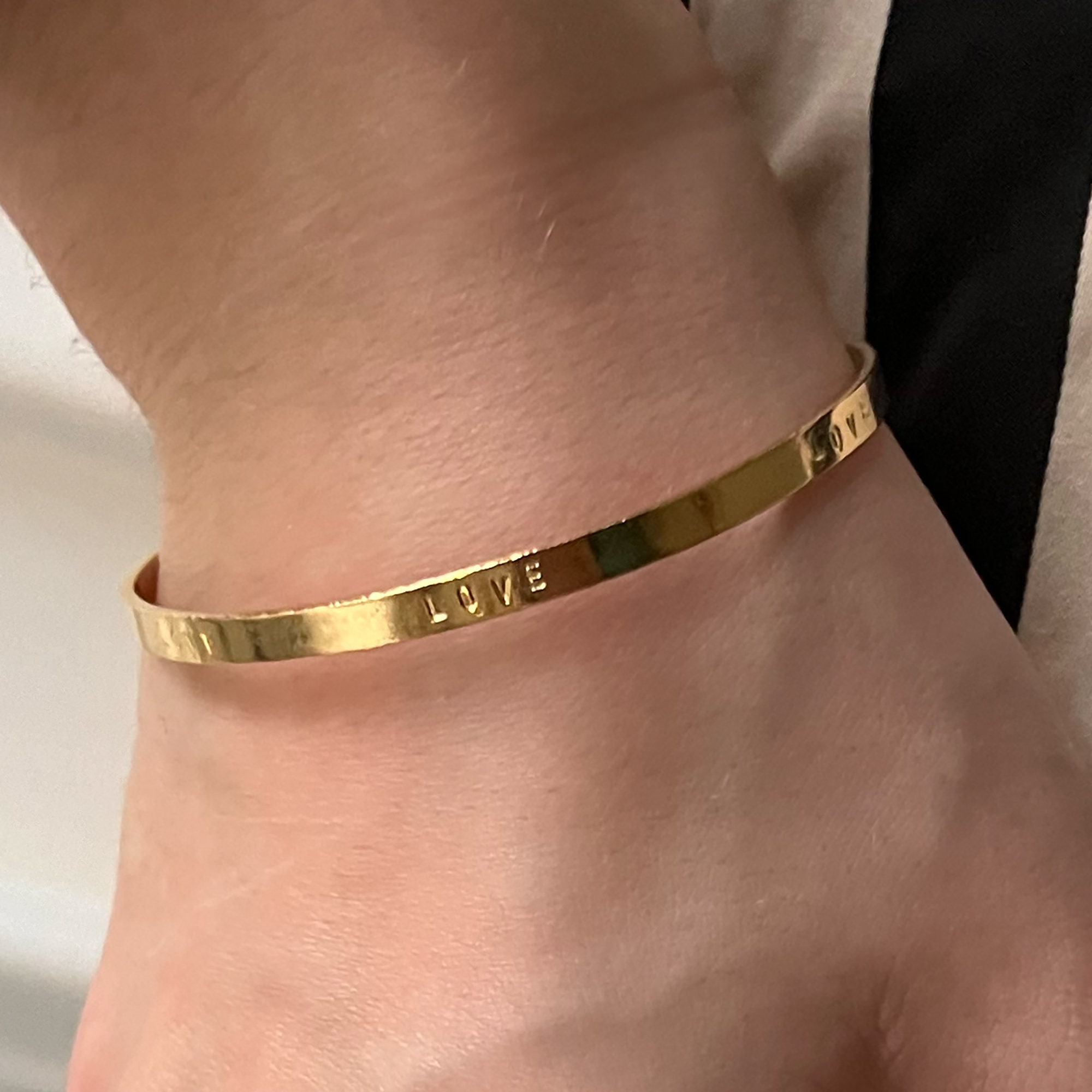 LOVE Bangle Bracelet Gilded With Fine Gold Open and Engraved Jewelry for Women Gift for Her. Etsy