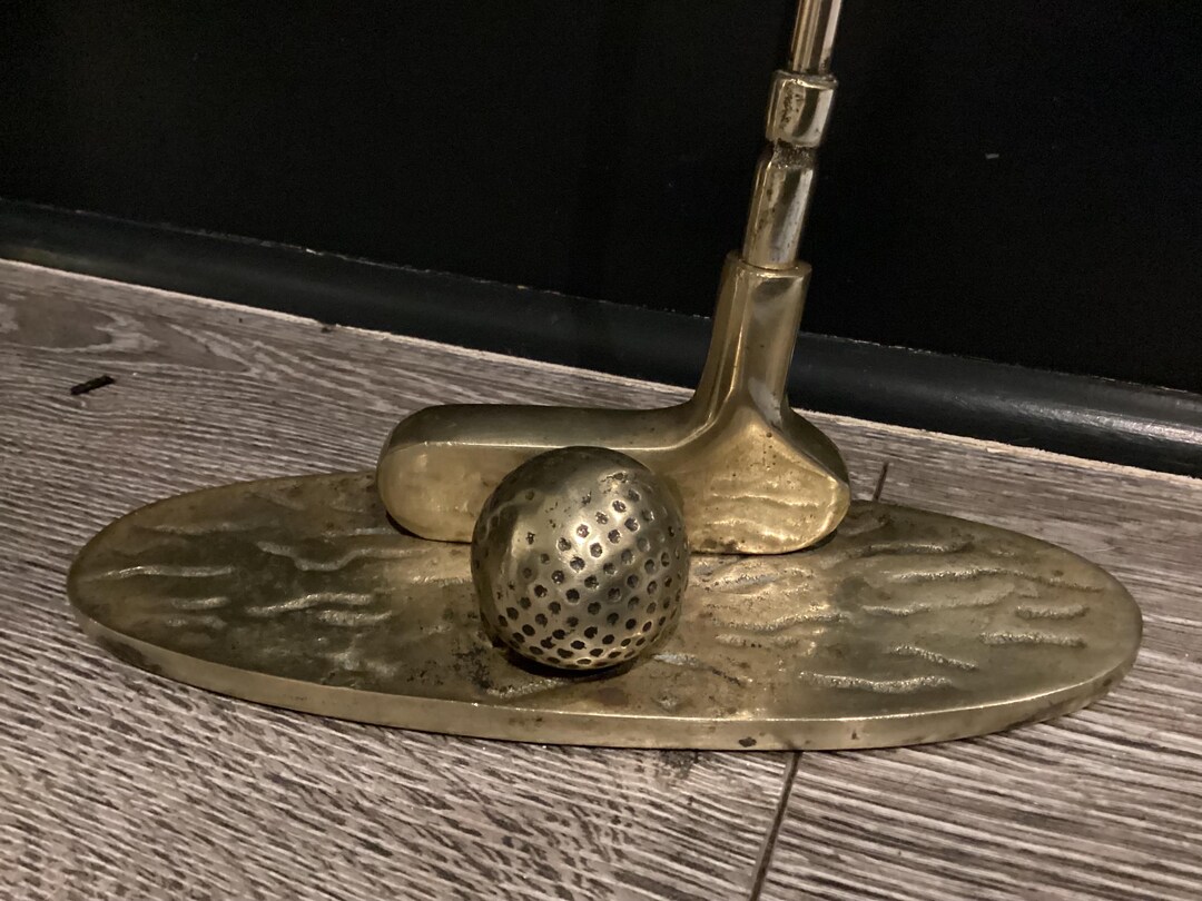 Antique Solid Brass Golf Putter Ball Fire Poker. - Etsy