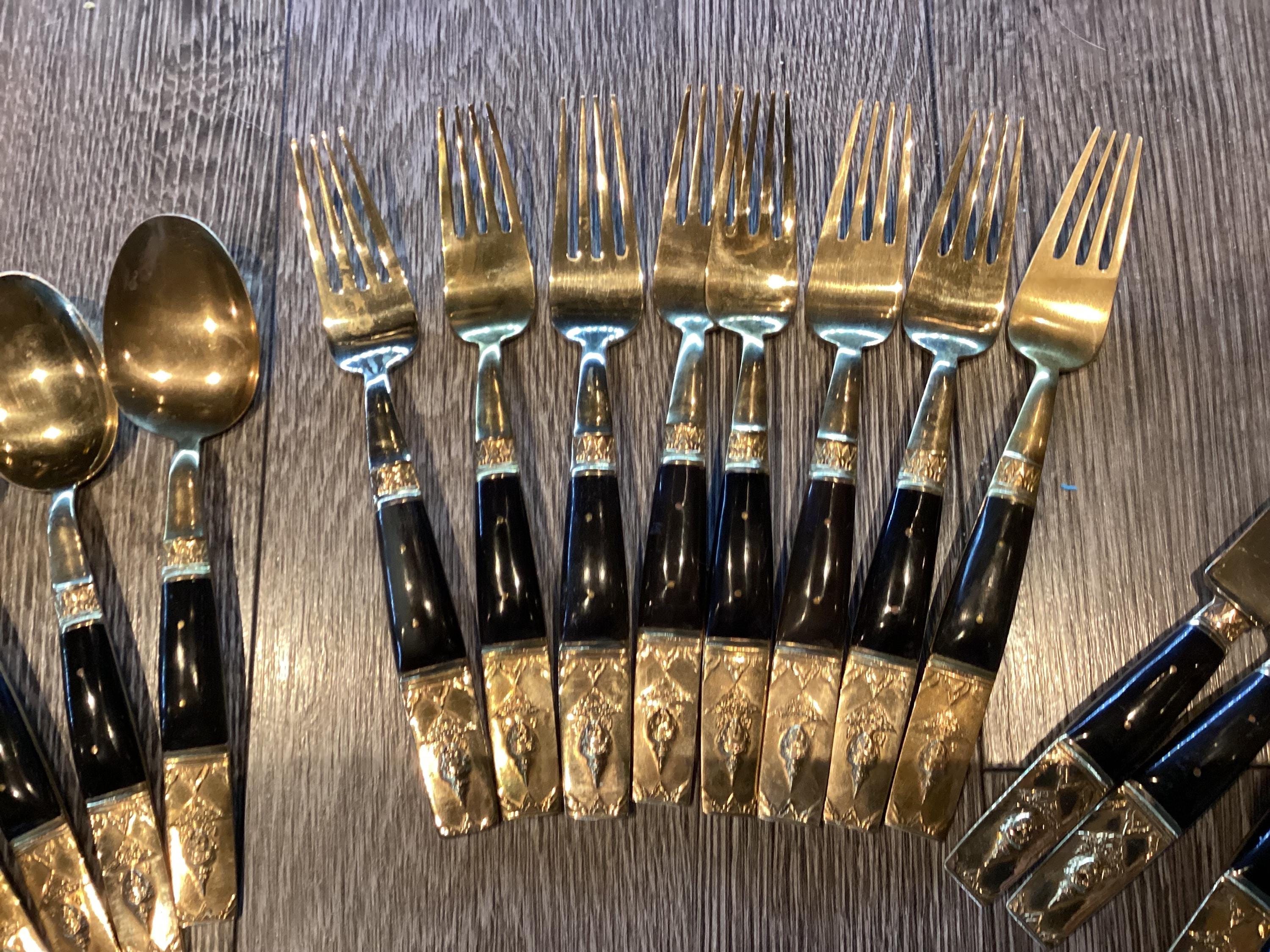 Vintage Thailand Siam Brass 56 Piece Flatware Set - Etsy
