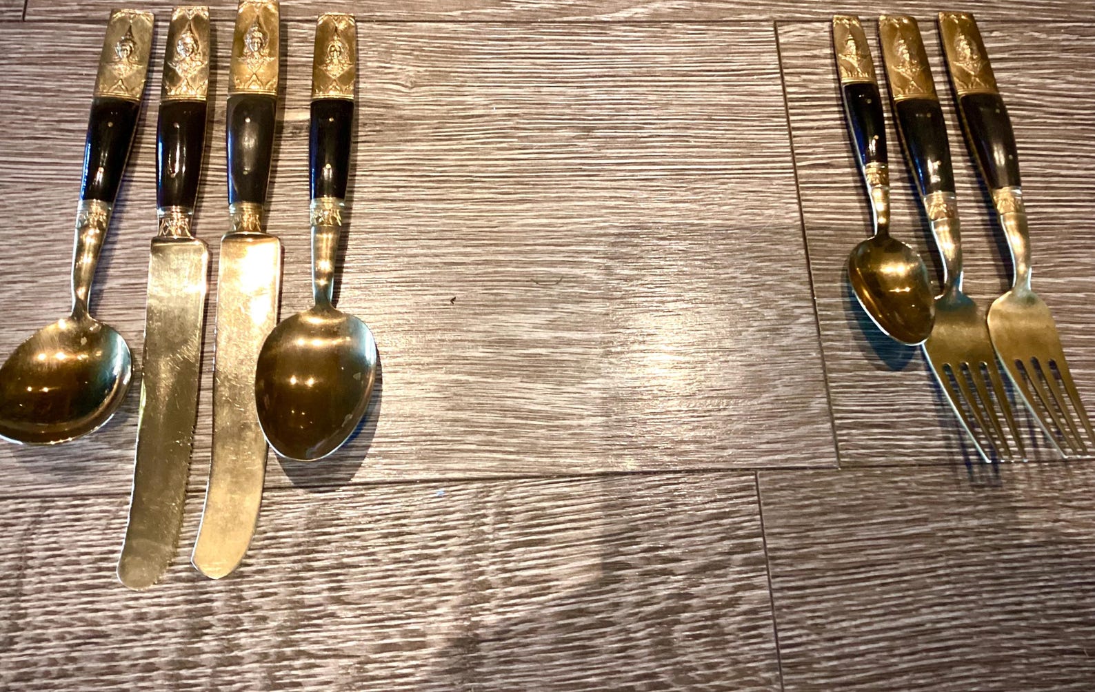 Vintage Thailand Siam Brass 56 Piece Flatware Set - Etsy