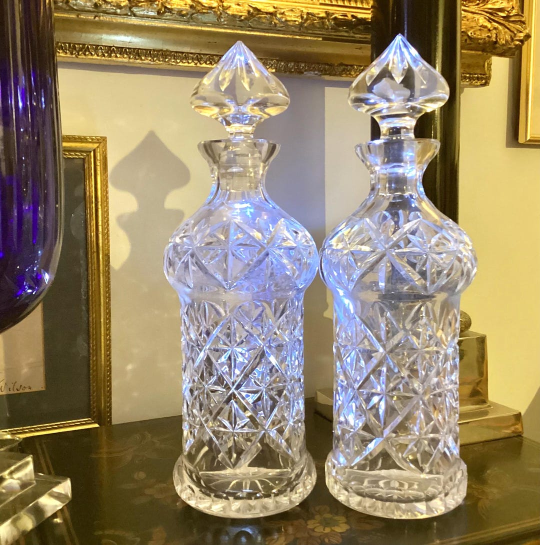 A Edwardian Pair of Rare Large Unusual Shape Decanters - Etsy