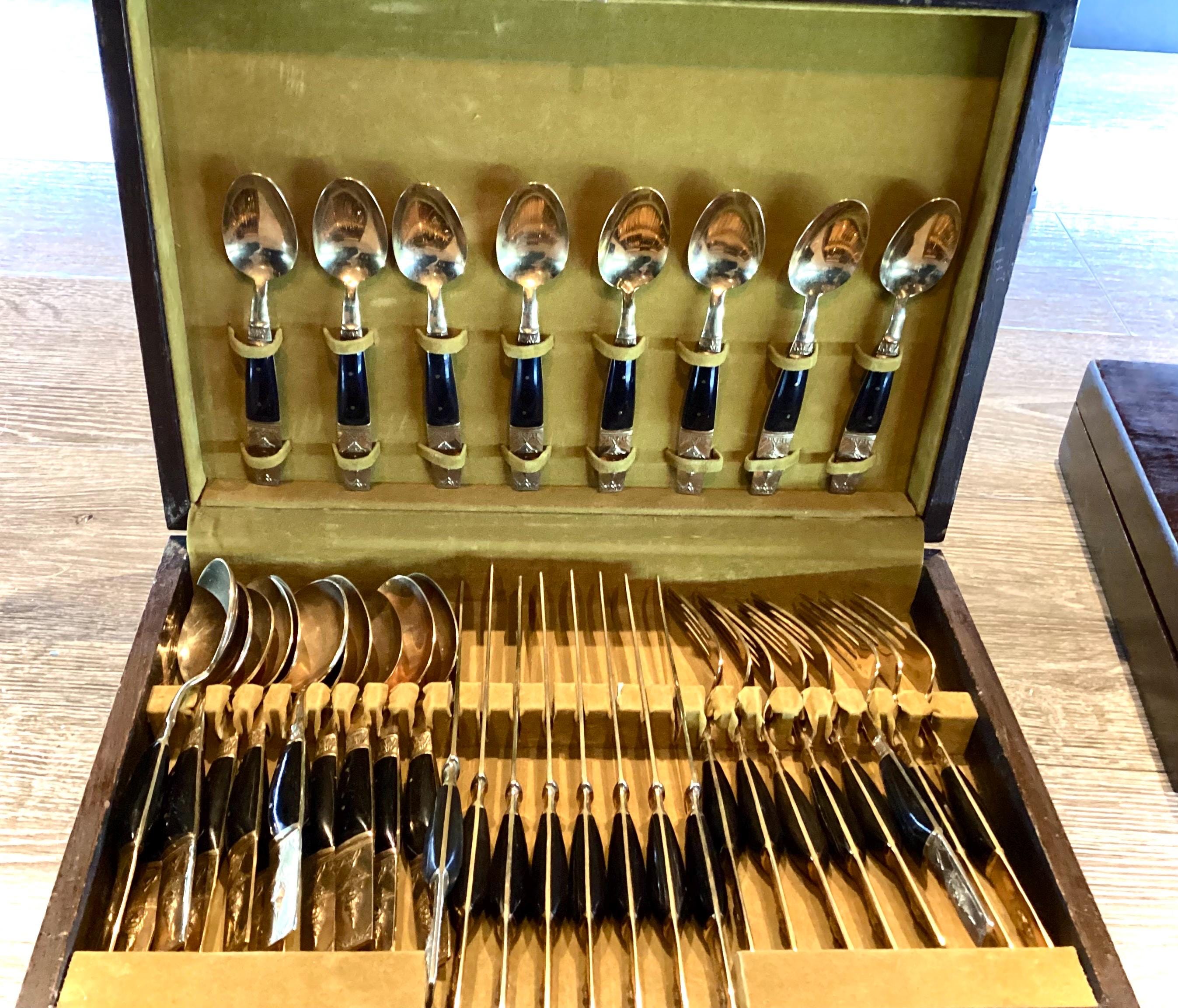 Vintage Thailand Siam Brass 56 Piece Flatware Set - Etsy