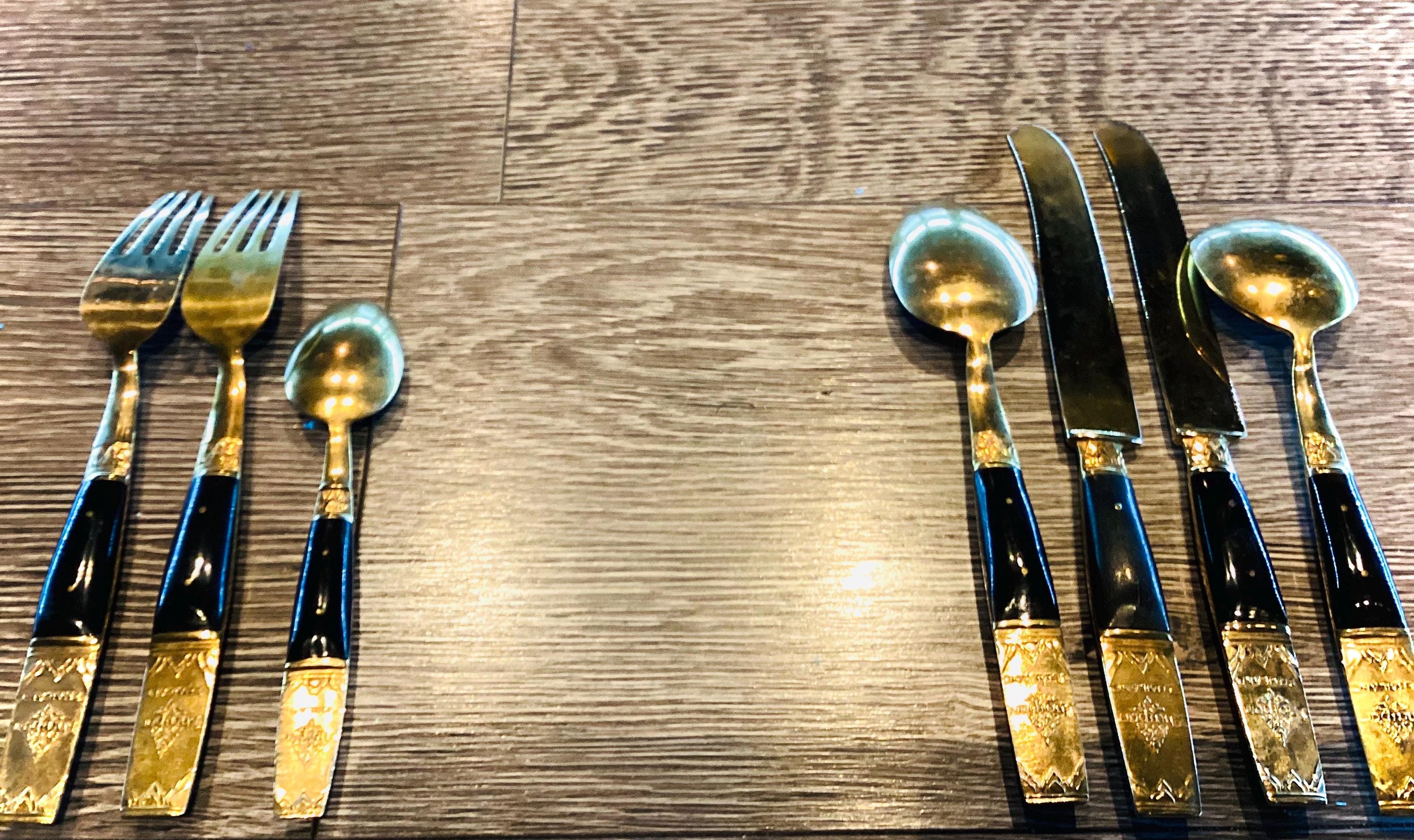 Vintage Thailand Siam Brass 56 Piece Flatware Set - Etsy