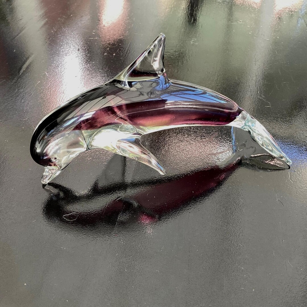 Art Glass Dolphin Leaping Sculpture - Etsy