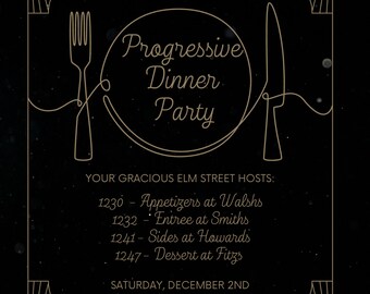 Progressive Dinner Party Invitation Announcement Card Digital ...