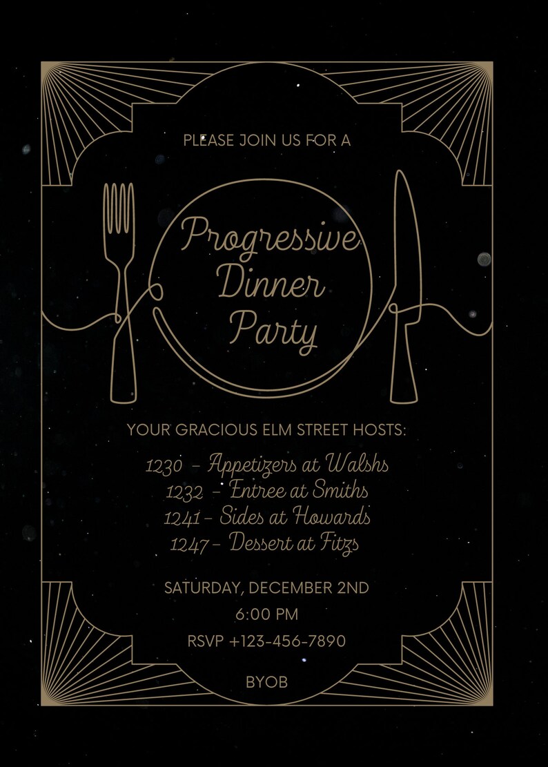 Progressive Dinner Party Invitation - Etsy