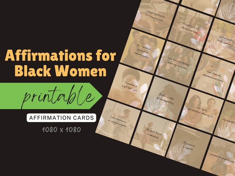 Black Woman Affirmations, Self Affirmation Cards, Manifestation Planner ...