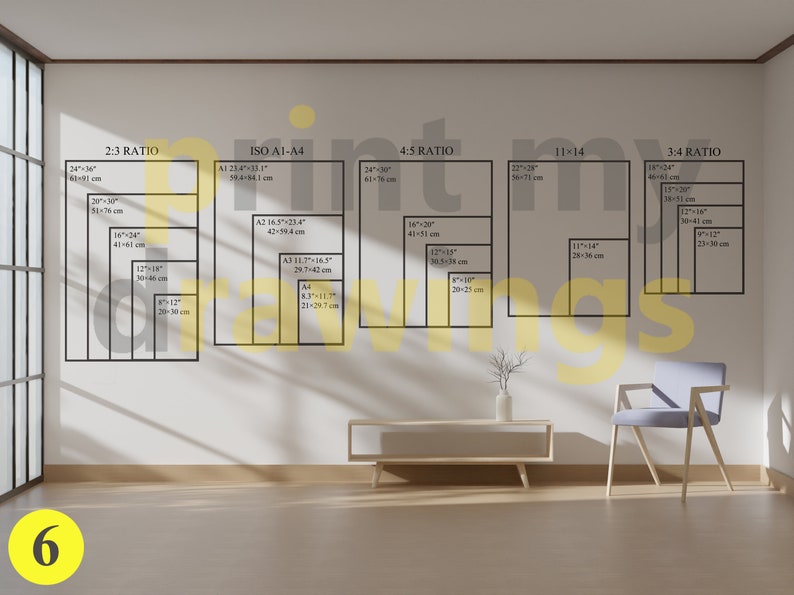 Wall Art Size Guide, Poster Size Guide, Poster Size Chart, Frame Size ...