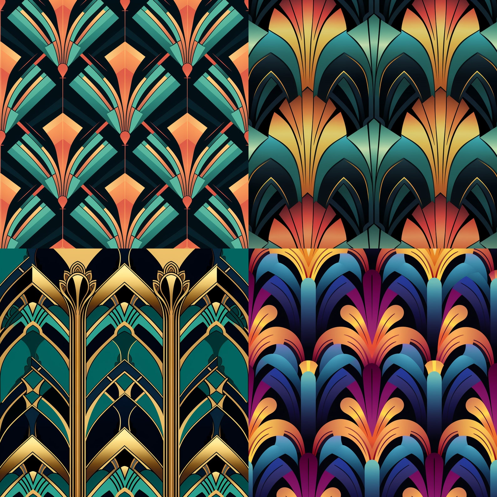 Seamless Art Deco Pattern Pack 2 - Etsy