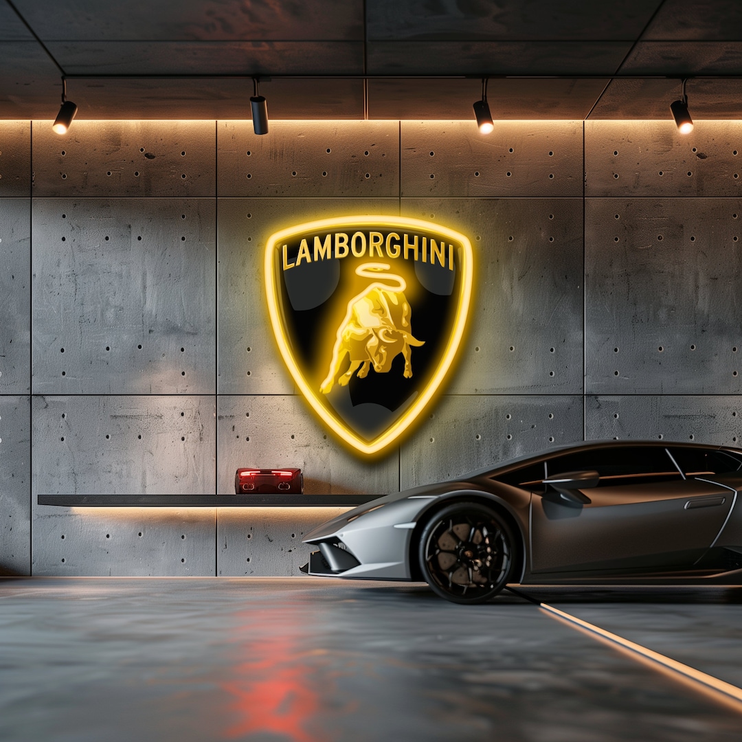Lamborghini Logo Neon Sign, Custom Neon Sign Lambo, Lambo Light Wall ...
