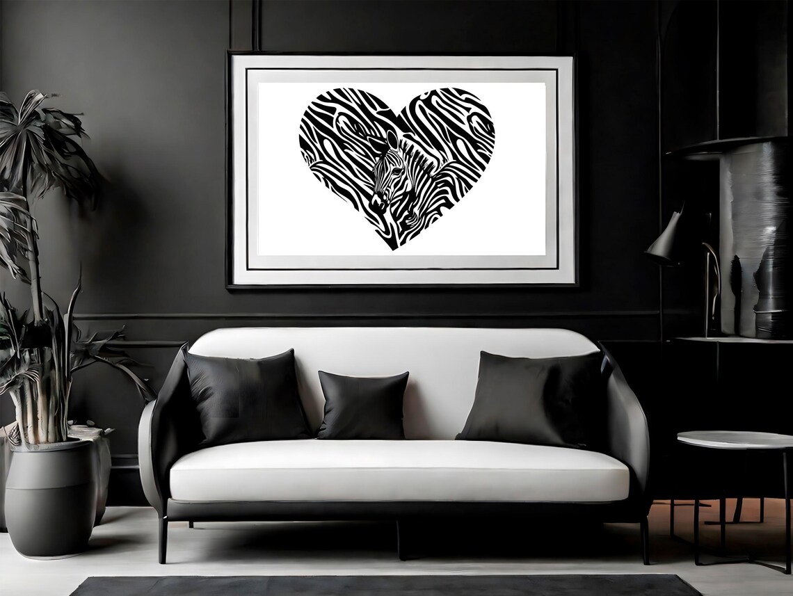 Zebra Print SVG, Zebra Print Heart SVG, Instant Digital Download of ...
