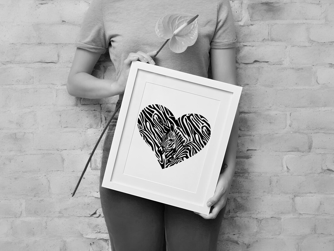 Zebra Print SVG, Zebra Print Heart SVG, Instant Digital Download of ...