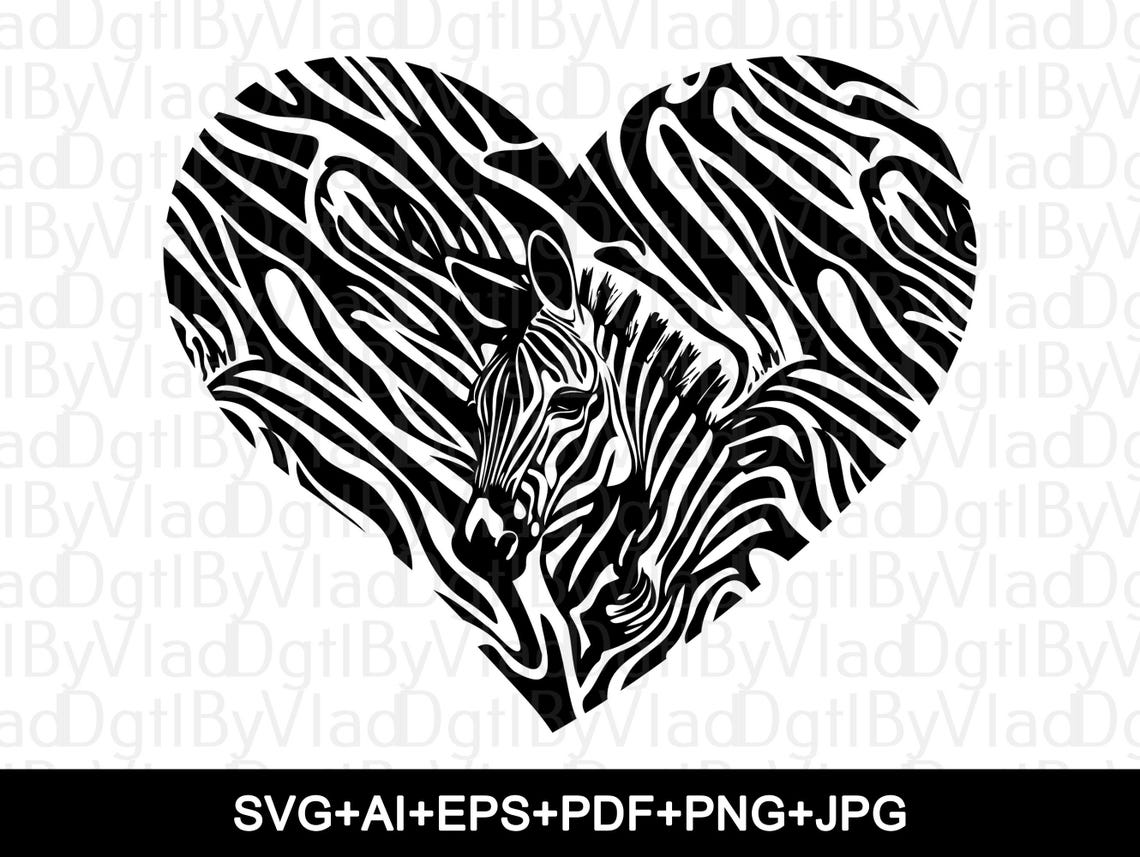 Zebra Print SVG, Zebra Print Heart SVG, Instant Digital Download of ...