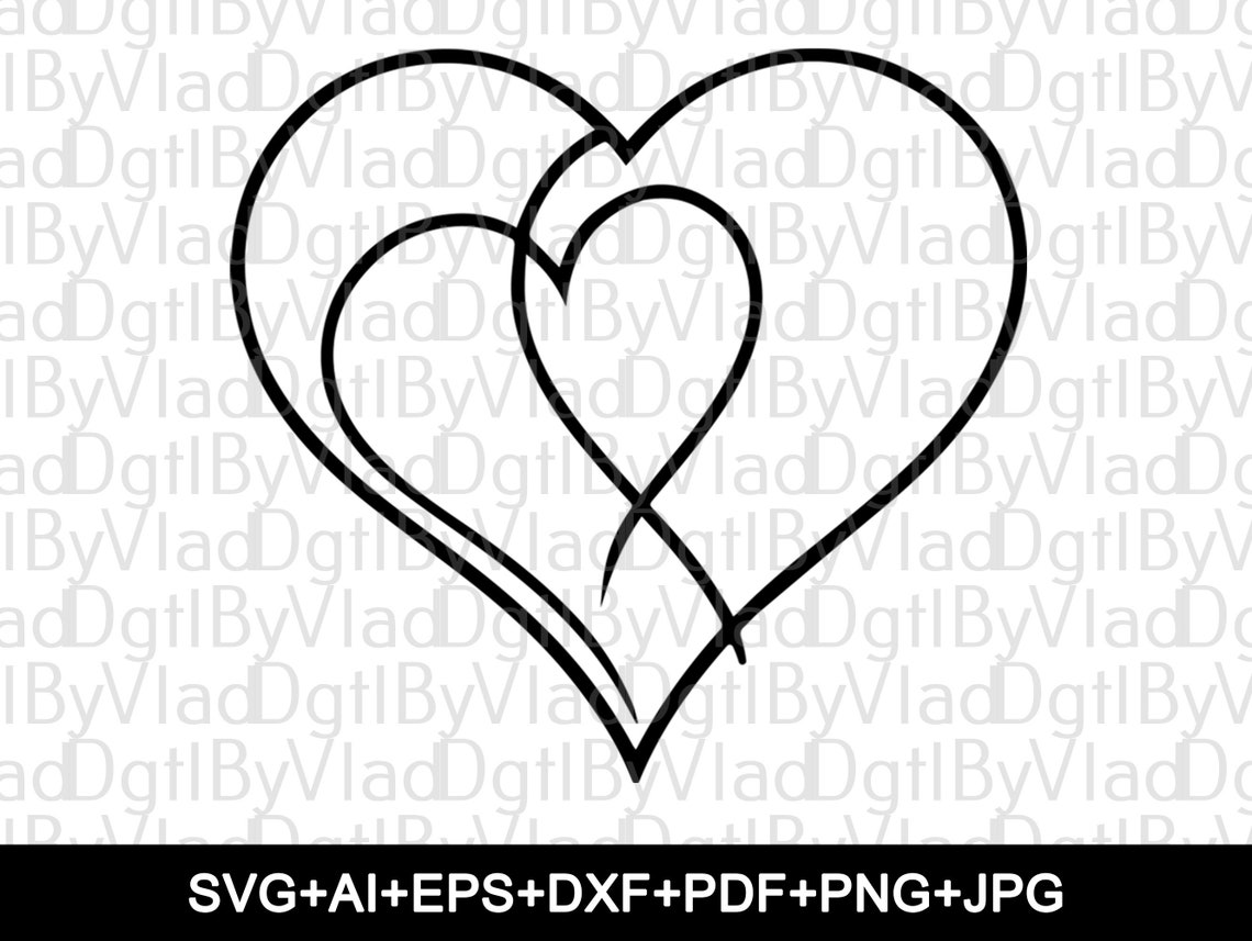 Two Hearts Hugging, Two Hearts SVG, Tender Hearts Svg, Png, Eps, Ai ...
