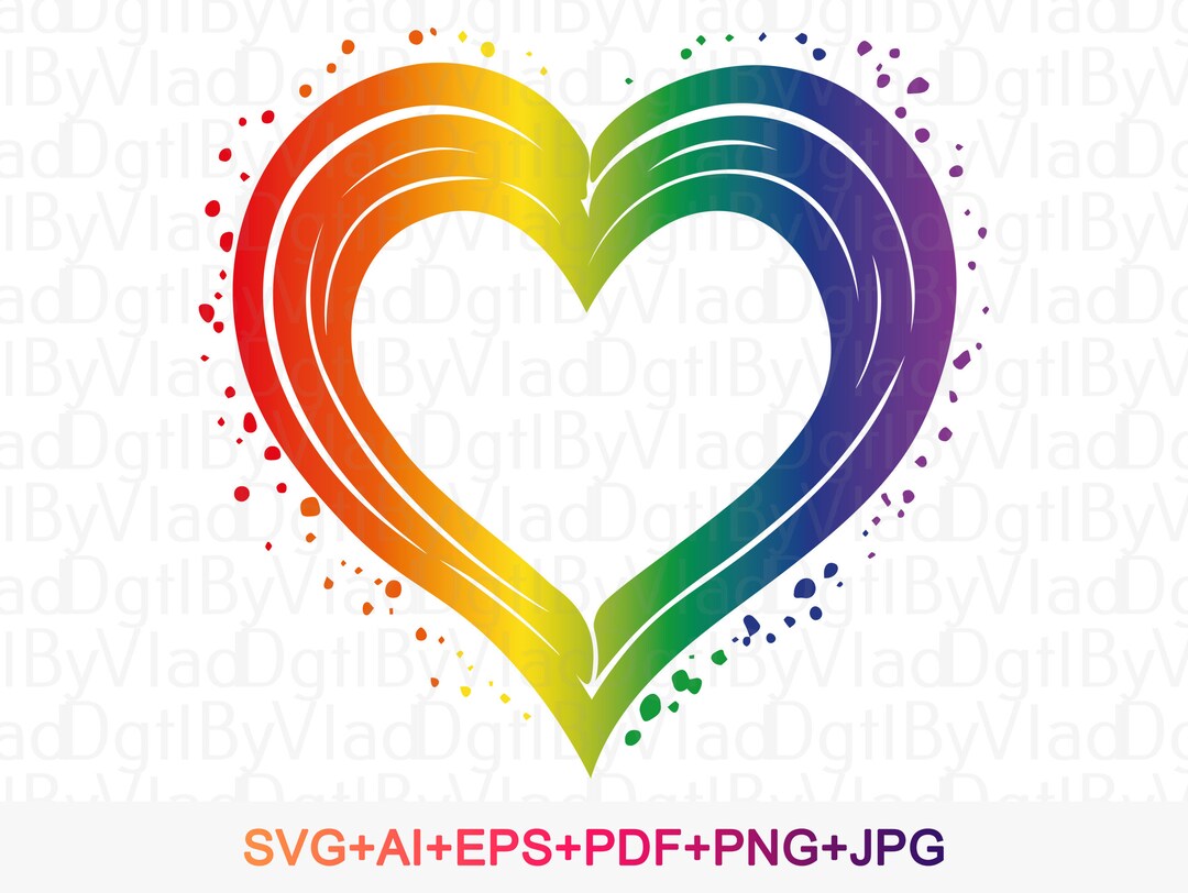 Rainbow Heart Splash Svg Lgbtq Rainbow Heart Svg Rainbow Heart Svg